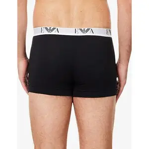 Emporio Armani Branded-waistband Pack Of Three Cotton-jersey Boxer Briefs - Black/black/black