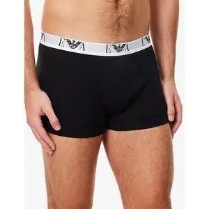 Emporio Armani Branded-waistband Pack Of Three Cotton-jersey Boxer Briefs - Black/black/black