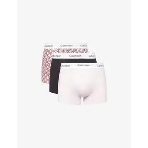 Calvin Klein Icon Stretch-cotton Trunks Pack Of Three - Blk,bj Mdn Lilac,sp Lil
