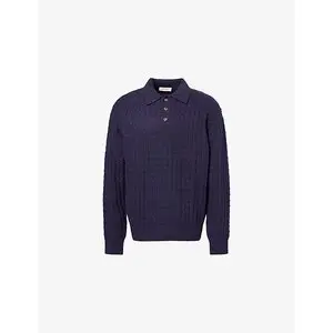 LES DEUX Gustav Squared-structure Knitted Wool-blend Polo Jumper