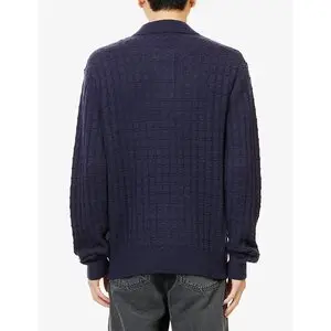 LES DEUX Gustav Squared-structure Knitted Wool-blend Polo Jumper