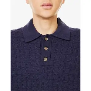 LES DEUX Gustav Squared-structure Knitted Wool-blend Polo Jumper