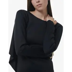 LEEM Cape-back Long-sleeve Stretch-woven Maxi Dress
