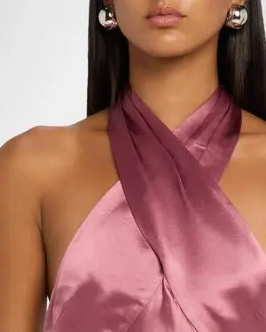 Retrofete Wrenley Satin Halter Gown - Pink