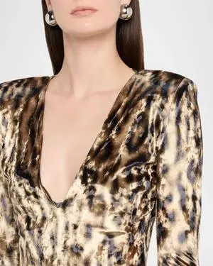 Lapointe Ocelot-print Velvet Maxi Dress - Leopard 23