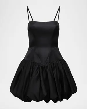 Bcbgmaxazria Satin Mini Bubble Dress - Black