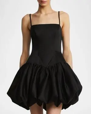 Bcbgmaxazria Satin Mini Bubble Dress - Black