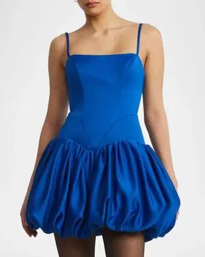 Bcbgmaxazria Satin Mini Bubble Dress - Nautical Blue