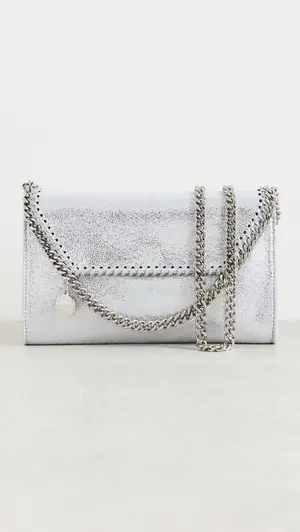 Stella McCartney Falabella Metallic Wallet Crossbody Bag - Silver
