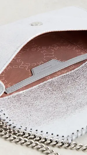 Stella McCartney Falabella Metallic Wallet Crossbody Bag - Silver
