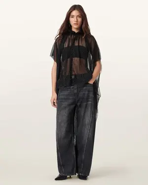 ALLSAINTS Sez Embellished Tulle Cape