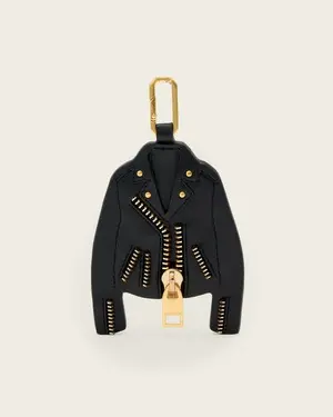 ALLSAINTS Balfern Leather Keyring - Black/gold
