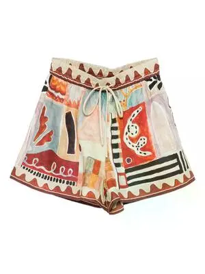 ALEMAIS Michelle Abstract-print Shorts - Neutrals