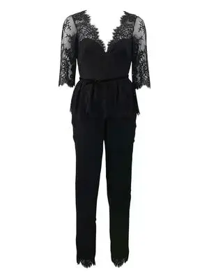 Marchesa Lace-detail Jumpsuit - Black