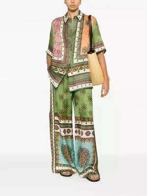 ALEMAIS Floral-print Trousers - Green