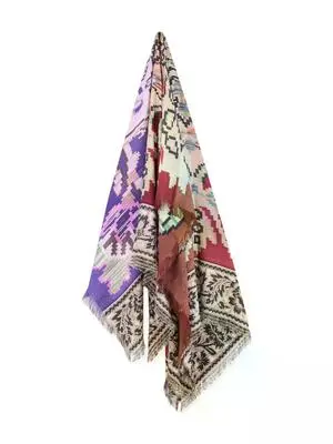 PIERRE-LOUIS MASCIA Frayed Printed Scarf - Brown