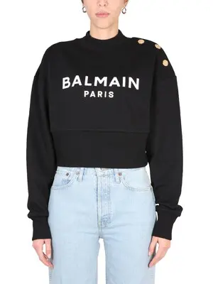Balmain Logo Print Sweatshirt - Black