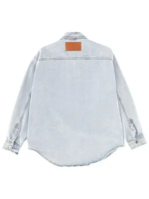 MSGM Shirt With Embroidered Logo - Blue