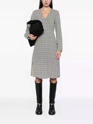 Marc O'polo Patterned V-neck Midi Dress - White