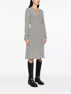 Marc O'polo Patterned V-neck Midi Dress - White