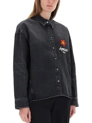 Kenzo Workwear Shirt With Embroidery - Black