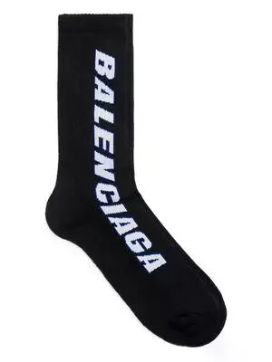 Balenciaga Logo-embroidered Socks - Black