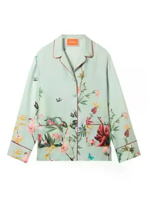 La DoubleJ Floral Panel Pajama Shirt - Blue