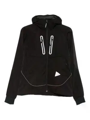 AND WANDER Hooded Zip-up Jacket - Black