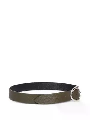 ORTIGNI Oval-Buckle Leather Belt Green