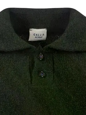 GALLIA Buttoned Collared Knitted Polo Shirt