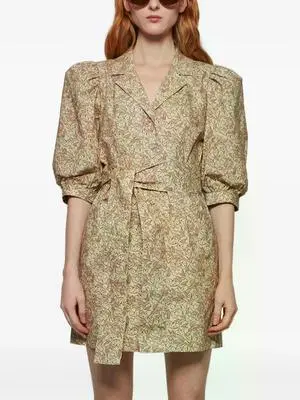 Lhd Casitas Puff-sleeve Belted Dress - Neutrals