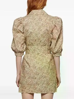 Lhd Casitas Puff-sleeve Belted Dress - Neutrals