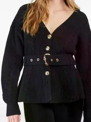 Derhy Ruffled Belted Cardigan