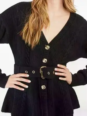 Derhy Ruffled Belted Cardigan