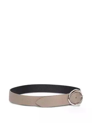 ORTIGNI Oval-Buckle Leather Belt Neutrals