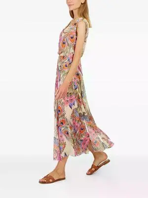 Derhy Feather Print Midi Dress