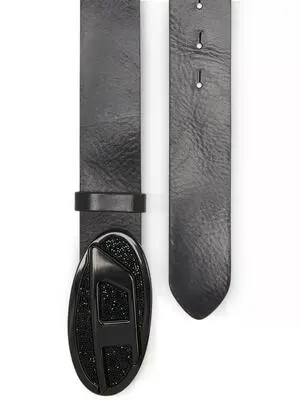DIESEL® B-1dr 2.0 Full Rocks Leather Belt - Black