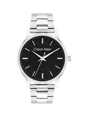 Calvin Klein Textured Dial Link Bracelet Watch Black