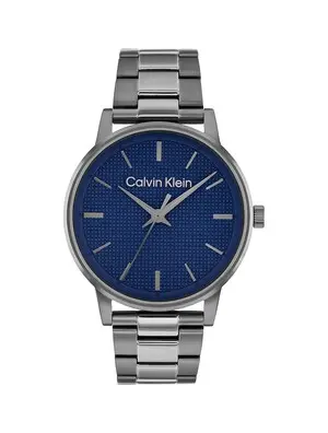 Calvin Klein Textured Dial Link Bracelet Watch - Blue