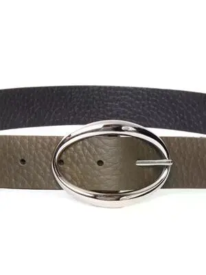 Orciani Oval Buckle Leather Belt - Green