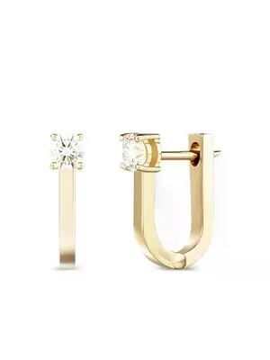 MELISSA KAYE 18k Yellow Gold Aria U Huggie Diamond Earrings