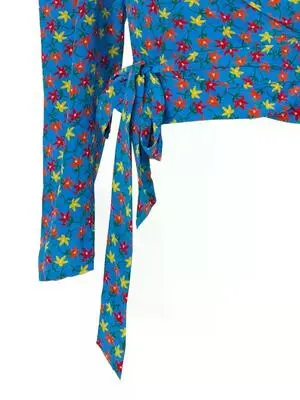 Lhd Odalys Puffed Sleeve Floral Blouse - Blue