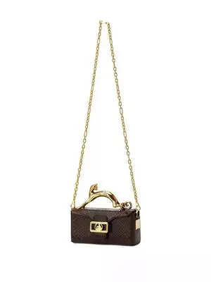 LANVIN Mini Python Cat Handle Bag - Brown