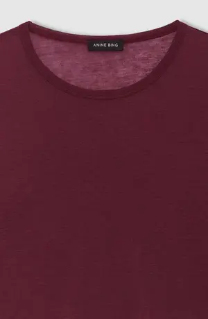 ANINE BING Sylvie Leopard Print Sheer Jersey Tee - Fig