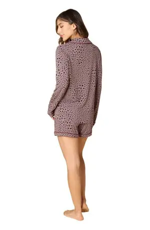 SOFTIES Aria Slim Notch Collar Long Sleeve Short Set - Wild Driftwood