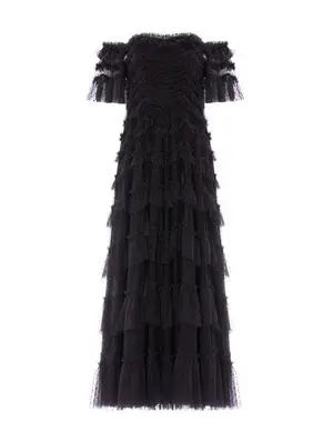 NEEDLE & THREAD Aviana Off-shoulder Tulle Gown - Graphite