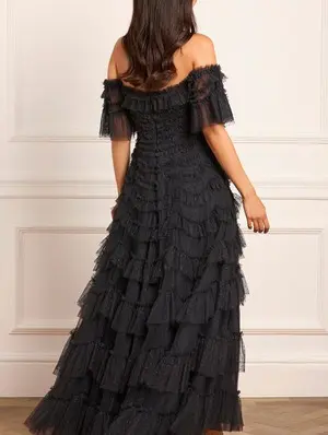 NEEDLE & THREAD Aviana Off-shoulder Tulle Gown - Graphite