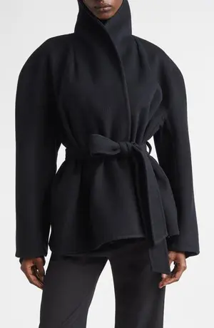 Balenciaga Short Double Face Wool Wrap Coat