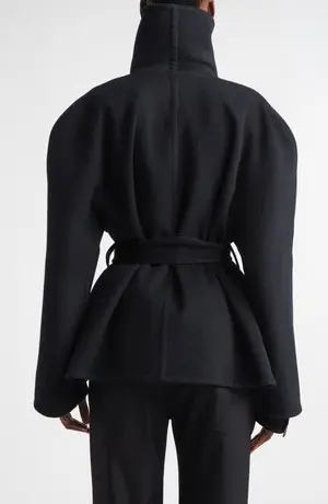 Balenciaga Short Double Face Wool Wrap Coat