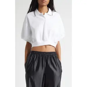 Alexander Wang Cinched Crop Cotton Polo - White